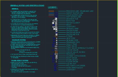 Free Autocad Download Plumbing Notes Specs And Legends For Dwg Files