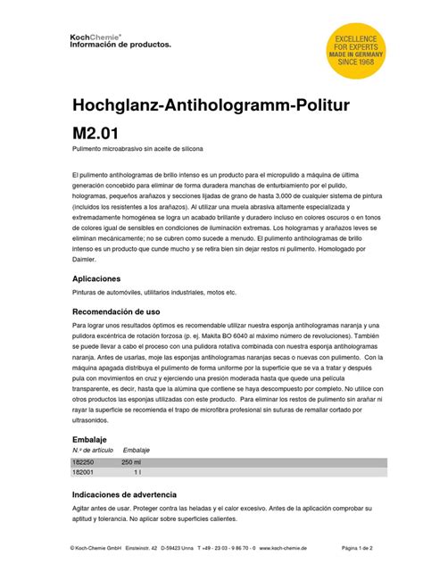 Hochglanz-Antihologramm-Politur M201 Es | PDF | Naturaleza