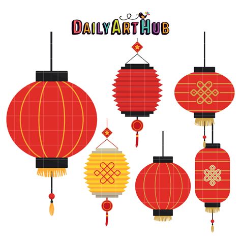 Chinese Paper Lanterns Clip Art Set Daily Art Hub Graphics