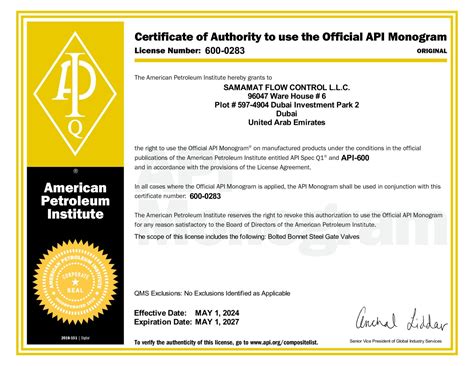11certificate Api 600pages To  0001 Samamat Flow Control Llc 11certificate Api 600pages To  0001 Samamat Flow Control Llc