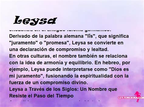Significado Del Nombre Leysa Ley Femenina Frases Para Mujeres