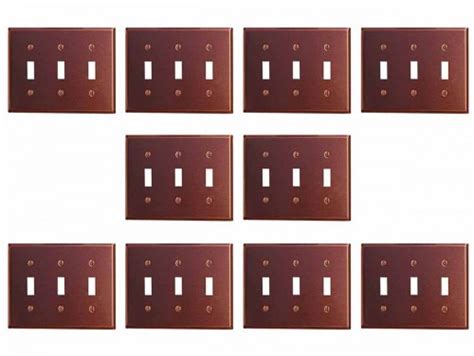 Switchplate Brushed Solid Copper Triple Toggle Pack Of 10