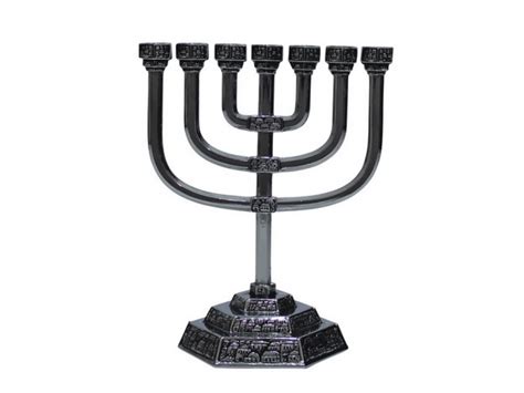 Buy Silver Plated Seven Branch Menorah With Jerusalem Base Israel