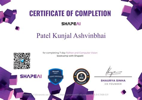 Kunjal Patel On Linkedin Python Computervision Bootcamp Shapeai