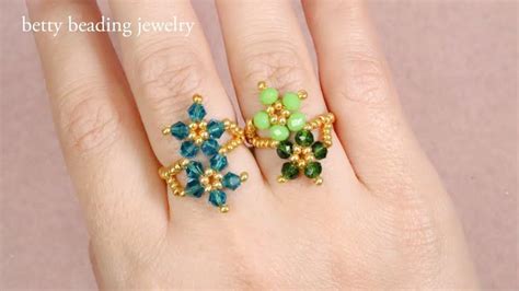 Easy To Make Flower Beaded Ring Tutorials Jewelry Making At Home