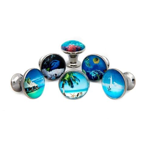 Tropical Ocean Beach Theme Glass Cabinet Knobs Set Of 6 Bed Bath And Beyond 16079607