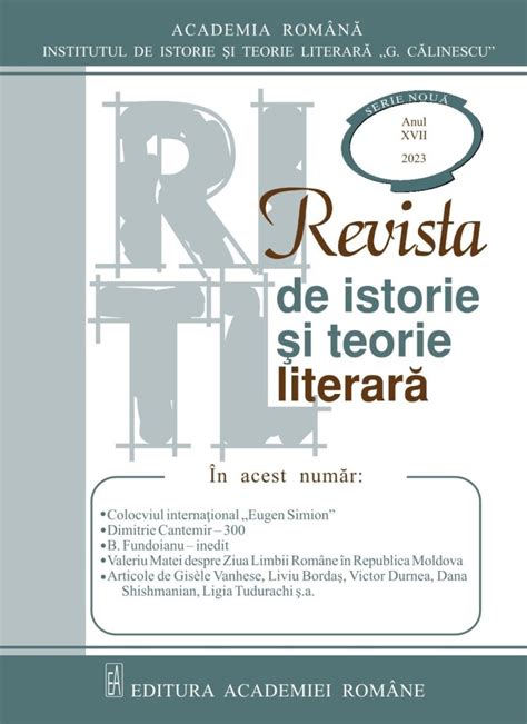 Ritl 2023 Ritl Revista De Istorie și Teorie Literară