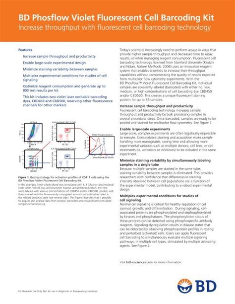 Bd Phosflow Violet Fluorescent Cell Barcoding Kit Bd Biosciences