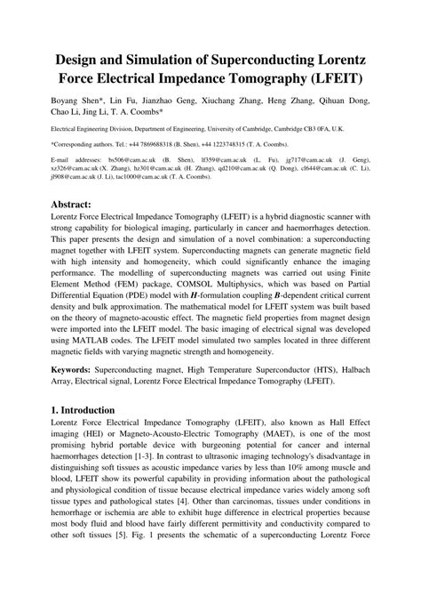 Pdf Design And Simulation Of Superconducting Lorentz Force Electrical