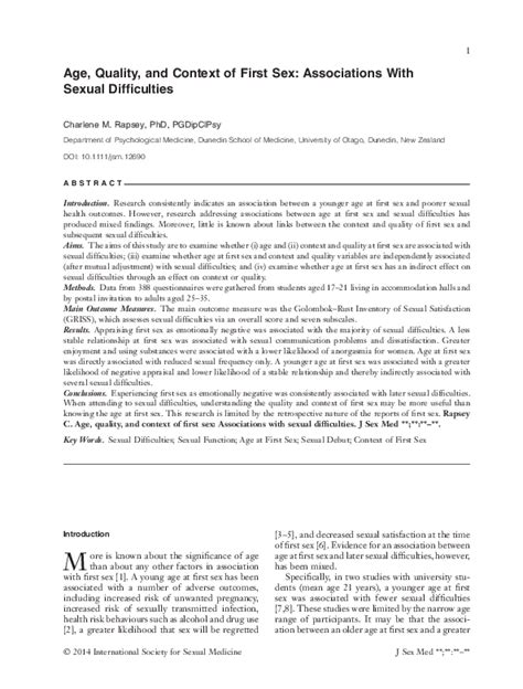 Pdf Age Quality And Context Of First Sex Associations With Sexual