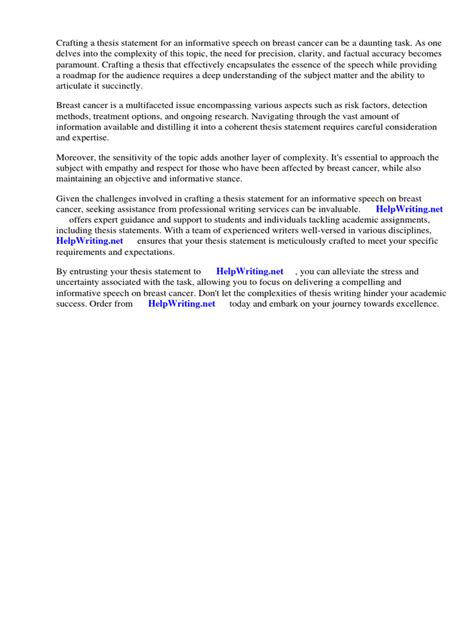 Thesis Statement For Informative Speech On Breast Cancer Pdf Cancer Essays