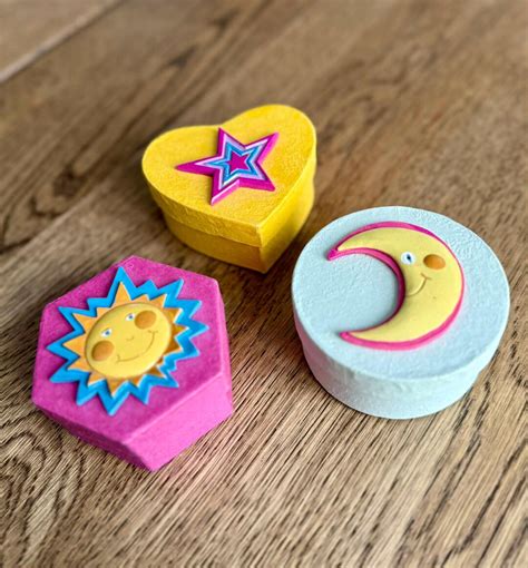 Vintage Y2k Celestial Sun Moon Star Papier Mache Box Trio Ceramic Lid