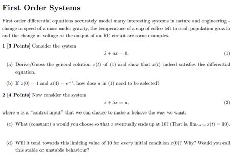 Solved First Order Systems First Order Differential
