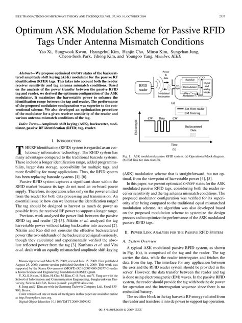 pdf optimum ask modulation scheme for passive rfid tags under antenna