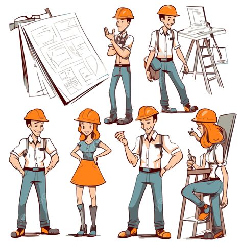 Assistance Clipart Six Different Drawings Of An Architect And An