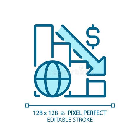 2d Thin Line Pixel Perfect Simple Blue Global Crisis Icon Stock Vector
