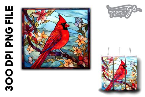 Cardinal Stain Glass Background Graphic By Glamousitasublimation