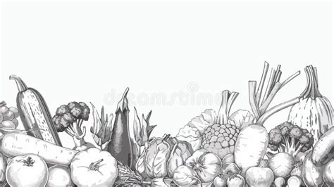 Fresh Vegetables On A Horizontal Background For Culinary And Health Concepts Stock Vector