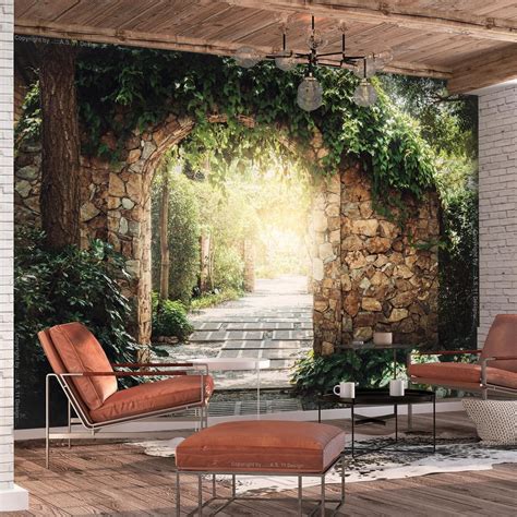 Tiptophomedecor Peel And Stick Nature Wallpaper Wall Mural Sunny Alley Removable Wall Decals