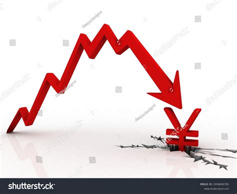 3d Illustration Yen Symbol Deflation Graph Stock Illustration