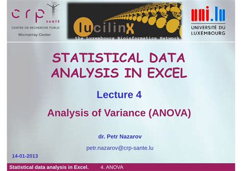 pdf statistical data analysis in excel