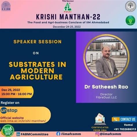 Satheesh Rao On Linkedin Delighted For Having A Session At Iim Ahmedabad Krishi Manthan 2022