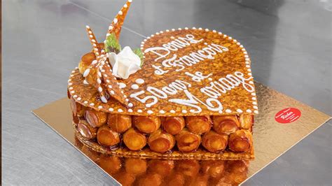 Pièce Montée Coeur En Choux Et Nougatine Pâtissier Professionnel