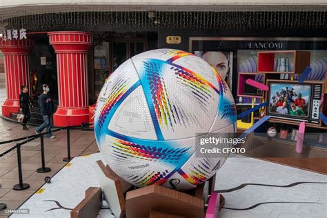 Shanghai China November 16 2022 A Giant Soccer Ball Featuring