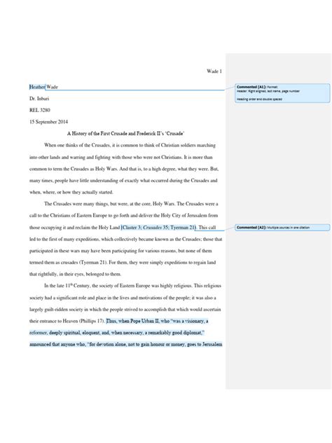 Mla Sample Essay Pdf Crusades High Middle Ages