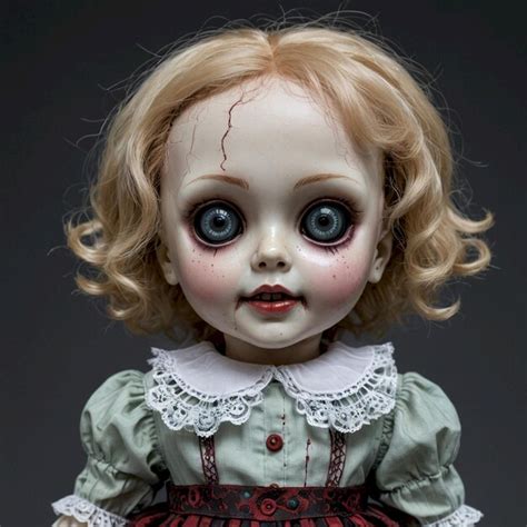 A Doll With Red Hair And A White Dress Has A Creepy Face Premium Ai
