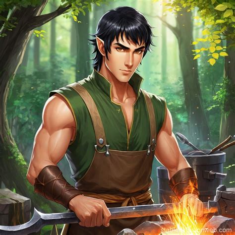 Male Half Elf Blacksmith Stable Diffusion Online