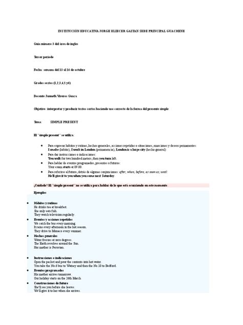 Simple Present Verbs Pdf