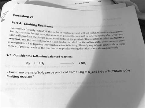 Solved Workshop 22 Part 4 Limiting Reactants Sometimes Usually For The Reaction Actually