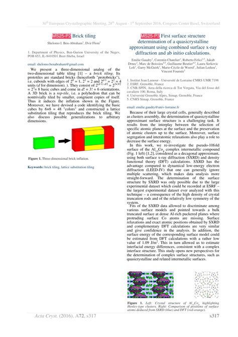 Pdf First Surface Structure Determination Of A Quasicrystalline Approximant Using Combined