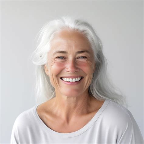 Woman With Gray Hair And A Big Smile Image Generated By Ai Premium Ai
