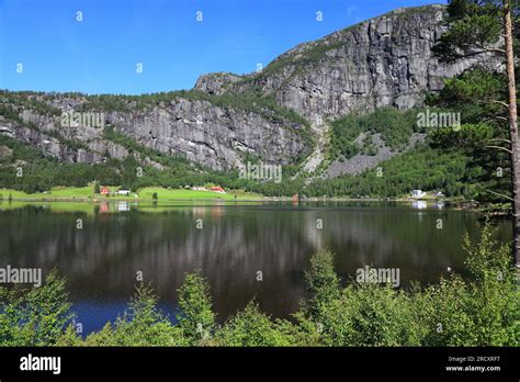 Lakeside Village In Setesdal Norway Beautiful Landscape In Agder
