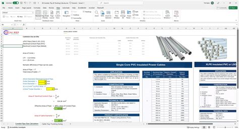 Salai Kyaw Ep Conduit Pipe Sizing Excel Sheet Free