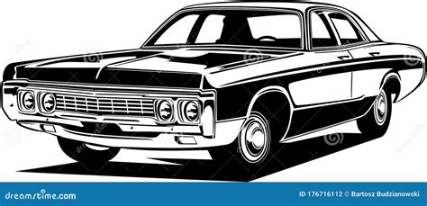 Classic Vintage Retro American Legendary Car Dodge Stock Vector Illustration Of Famous Ford