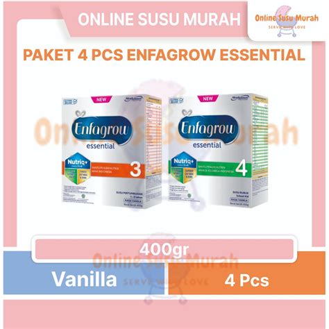 Jual Enfagrow Essential Paket 4 Kotak Tahap 3 Dan 4 400gr Enfa Grow 400 Gr Vanila Lebih Murah