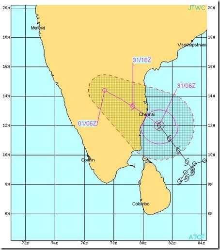 Tropical Cyclone 02b ‘nilam Approaching Chennai