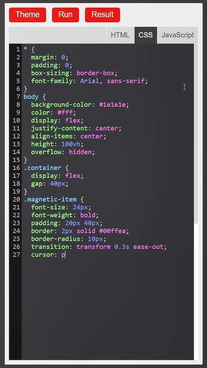 Magnetic Cursor Effect Html Css Javascript Youtube