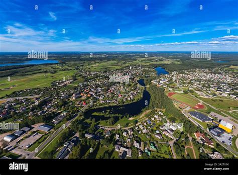 Aerial View Of Moletai Town The Region Has Many Lakes And Is A Popular