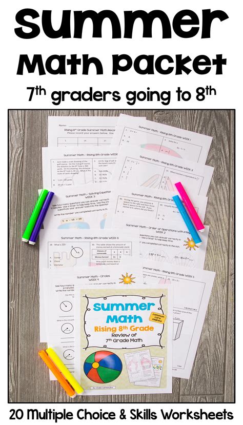 8th Grade Math Summer Worksheets 7th Grade Math Review No Prep Activities Summer Math