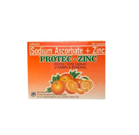 Protec Zinc Ascorbic Acid Zinc 53340mg 10mg Capsule 100s Orange
