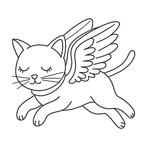 Winged Cat Coloring Pages Coloringlib