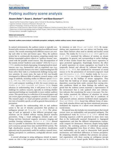 Pdf Probing Auditory Scene Analysis