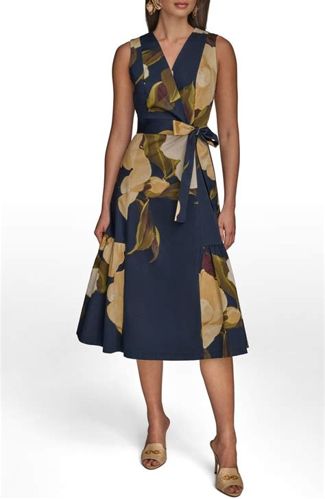 Donna Karan New York Sleeveless Faux Wrap Midi Dress Nordstrom