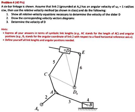 solved problem 40pts an six bar linkage is shown assume that link