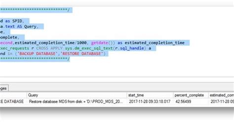 how to determine the progress of a sql server backup or restore process