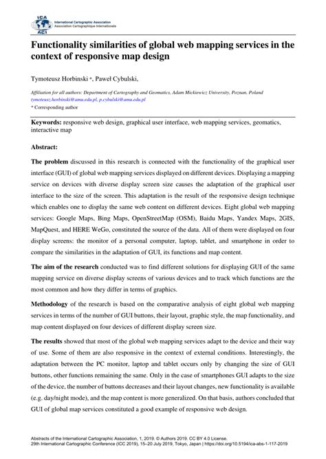 pdf functionality similarities of global web mapping services in the